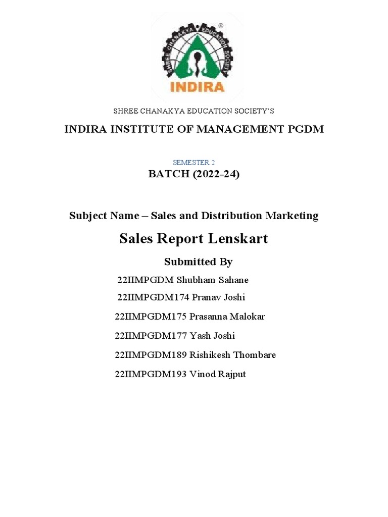 Lenskart Sales and Distribution Report | PDF | Glasses | Sunglasses