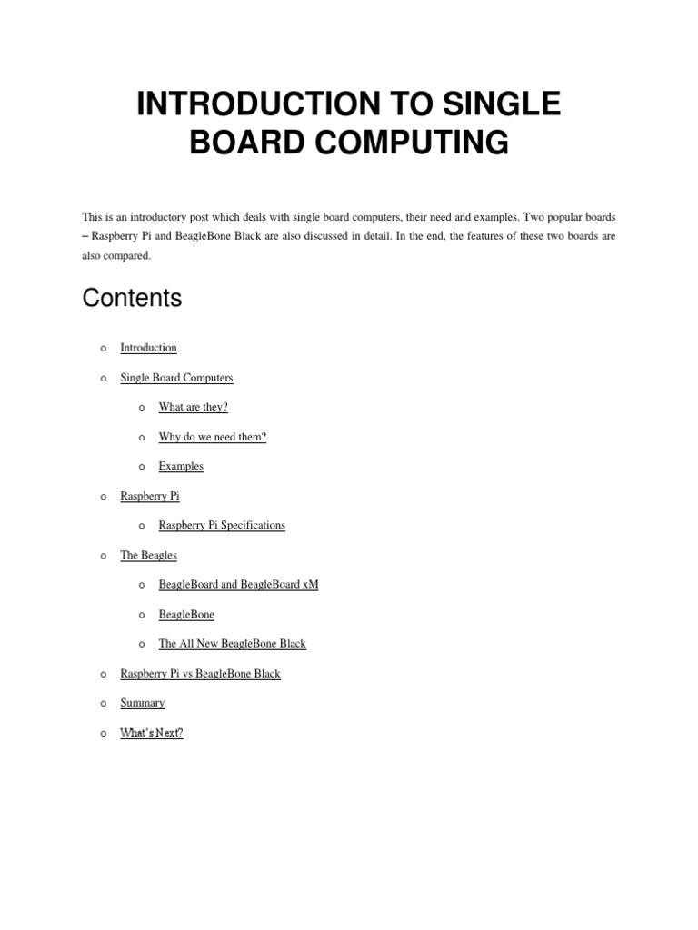 Introduction To Single Board Computing | PDF | Raspberry Pi | Personal ...