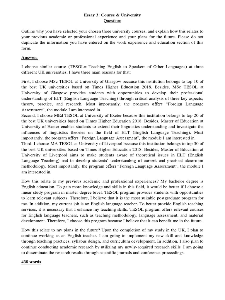 Chevening Essay 3 Andri | Download Free PDF | English As A Second Or ...