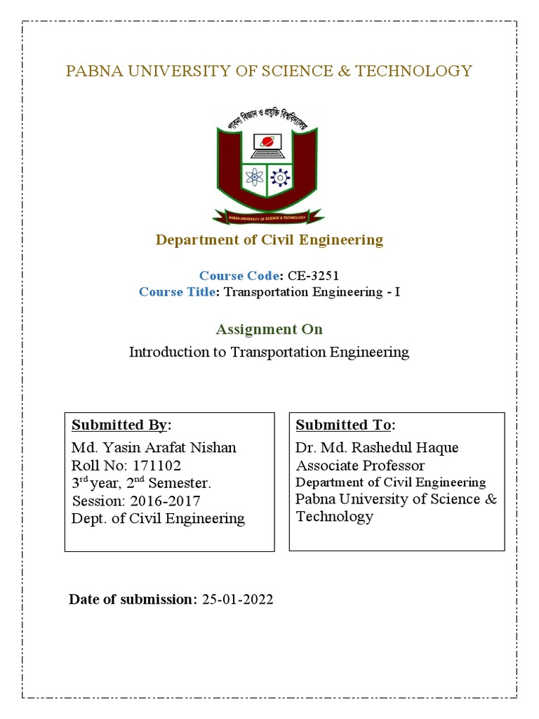 Pabna University of Science & Technology: Department of Civil Engineering | PDF