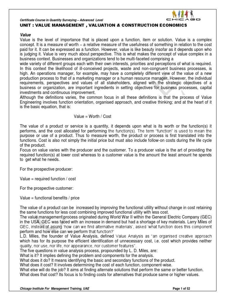 Unit 14. Valuation & Construction Economics | PDF | Analysis | Engineering
