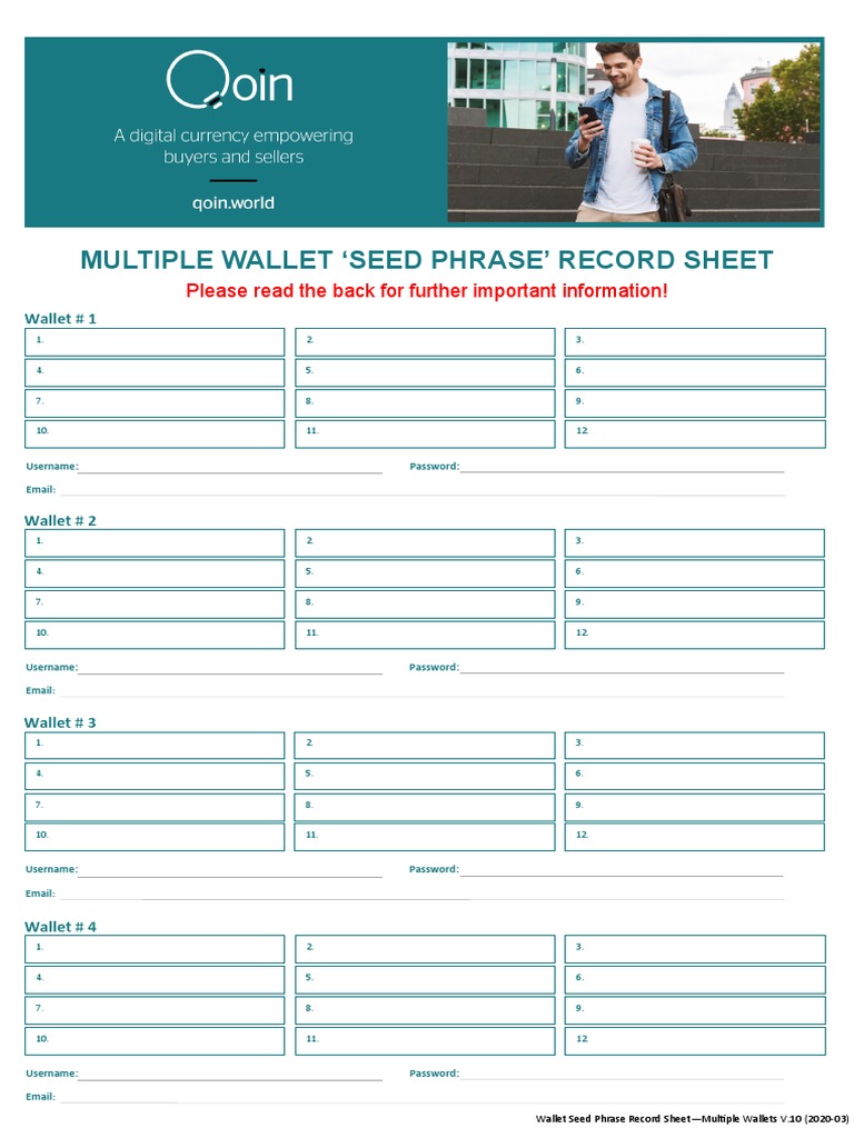 Wallet Seed Phrase Record Sheet Multiple Wallets V1.0 2020 03 | Download Free PDF | Password ...