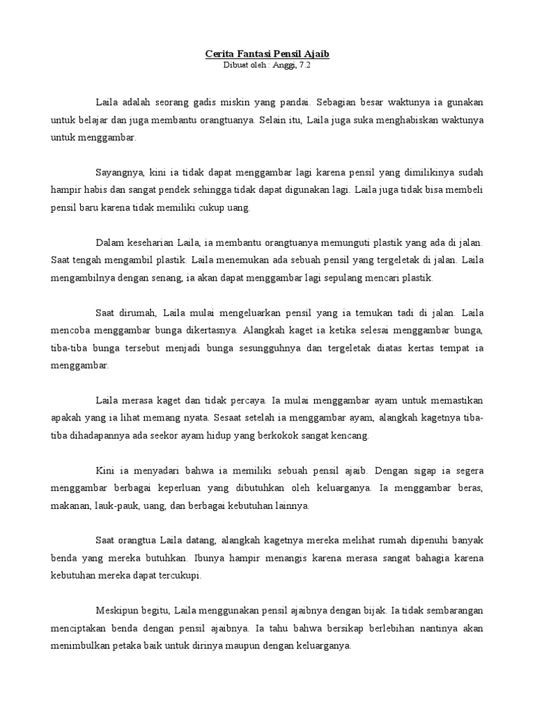 Cerita Fantasi Pensil Ajaib | PDF