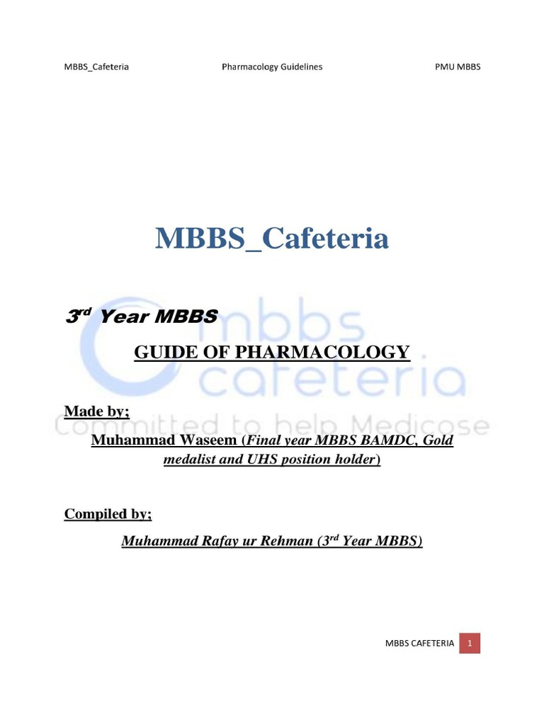 Pharmacology Guidelines by Mbbs Cafeteria | PDF