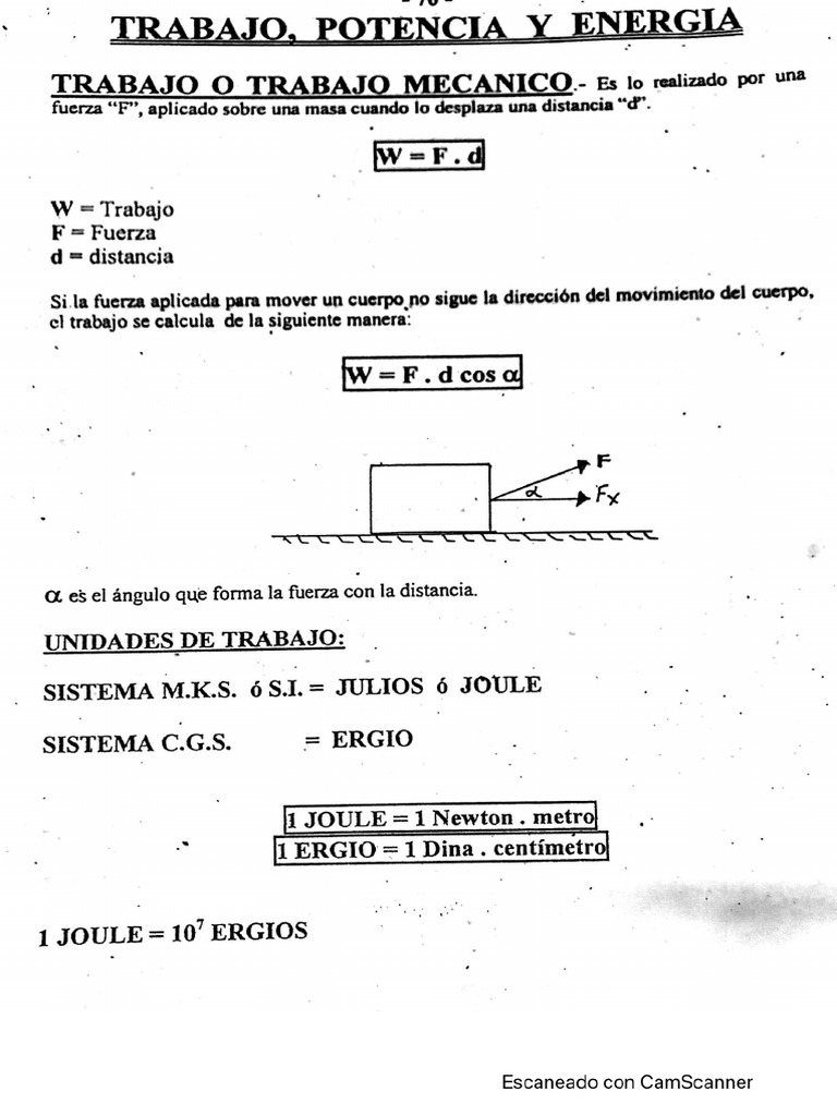 Trabajo, Potencia y Energia | PDF