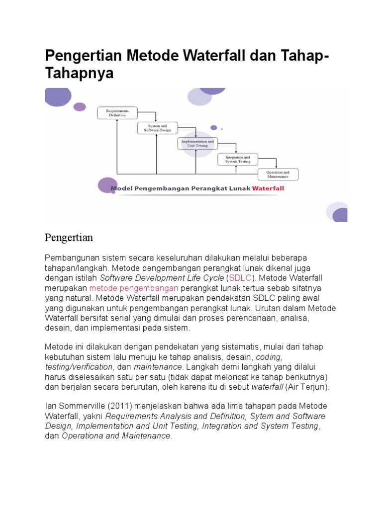 Pengertian Metode Waterfall dan Tahap | PDF