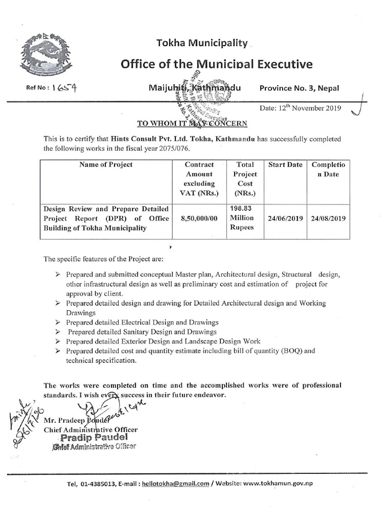 Hints Experience CErtificate Tokha | PDF
