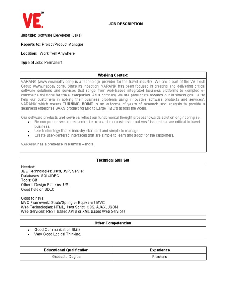 JD Freshers Trainees | PDF