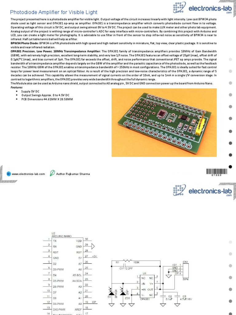 Photodiode-Amplifier-for-Visible-Light_2 | PDF | Amplifier | Manufactured Goods