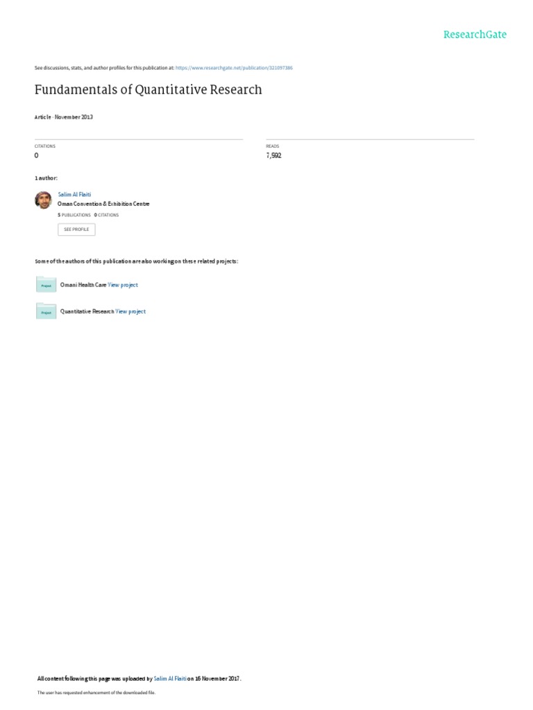 Quantitative Research Basics | PDF | Statistics | Quantitative Research