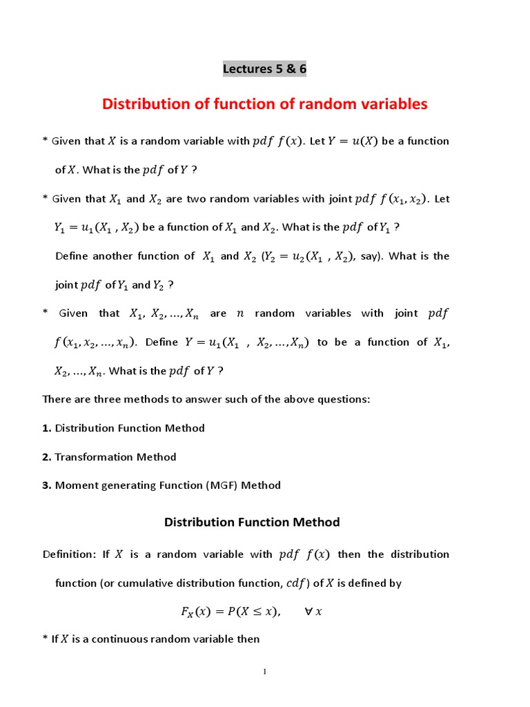 234-Lectures 5 6 | PDF | Probability Distribution | Random Variable