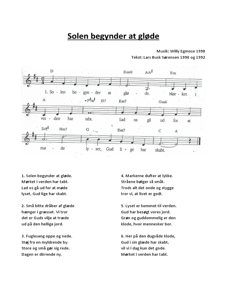 Solen Begynder at Gløde - Easy BEC | PDF