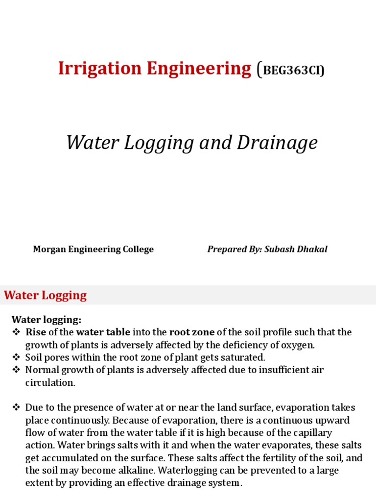 Understanding Water Logging in Irrigation | PDF | Water | Soil