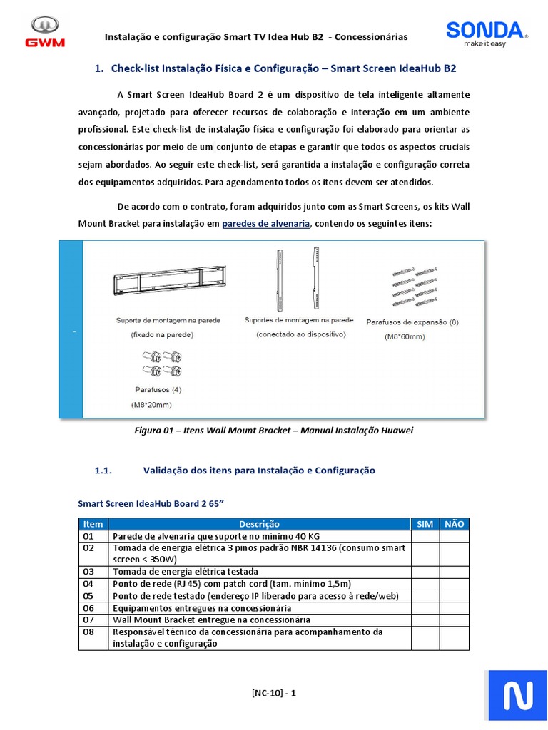 Instalação Smart TV IdeaHub B2 | PDF
