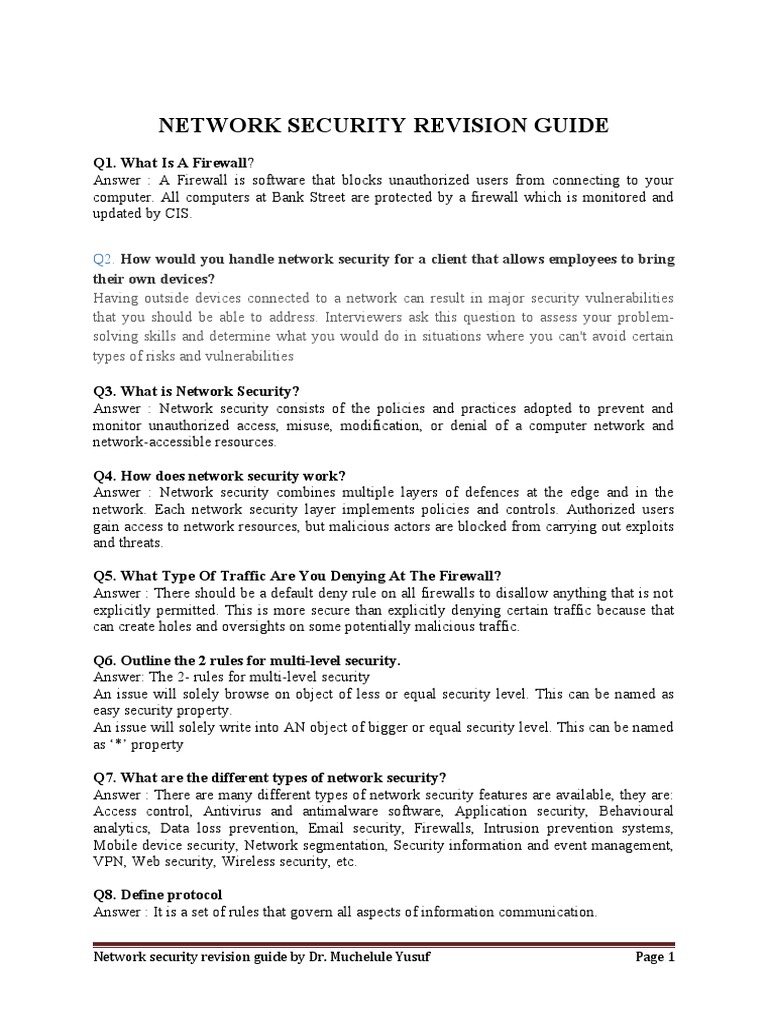 Network Security Revision Guide Pdf Information Security Computer Network