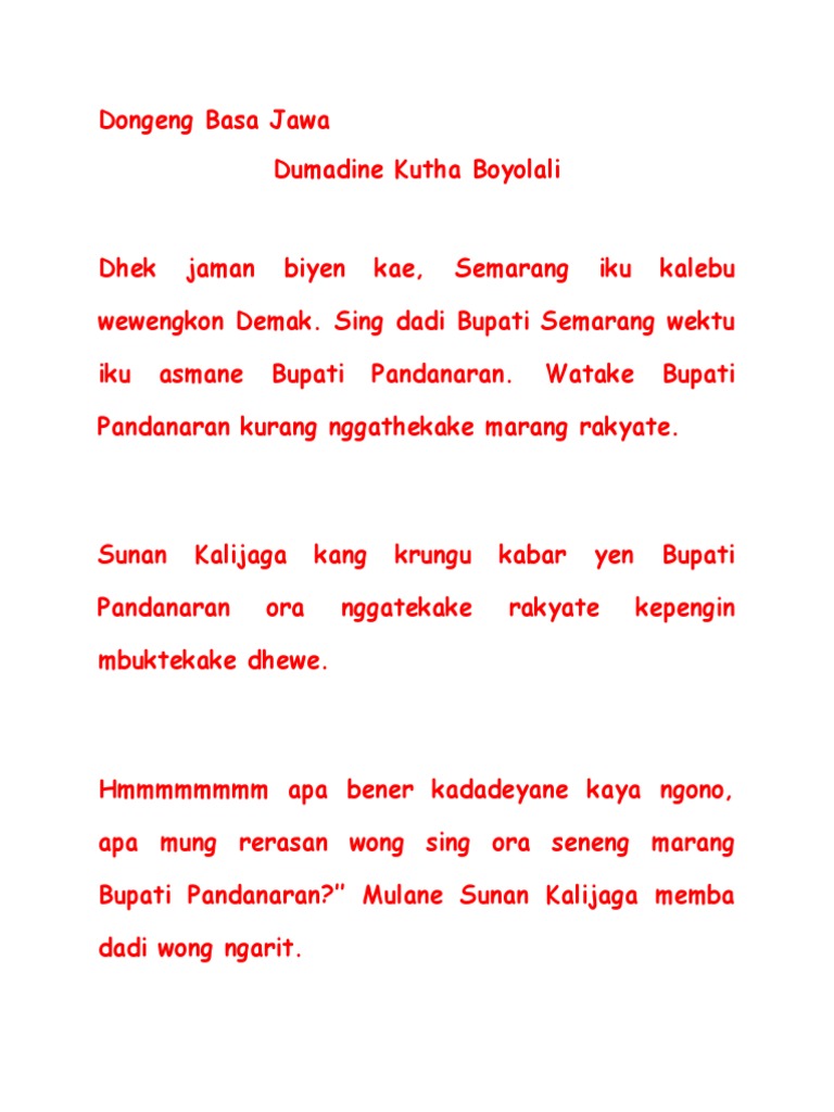 Dongeng Basa Jawa | PDF
