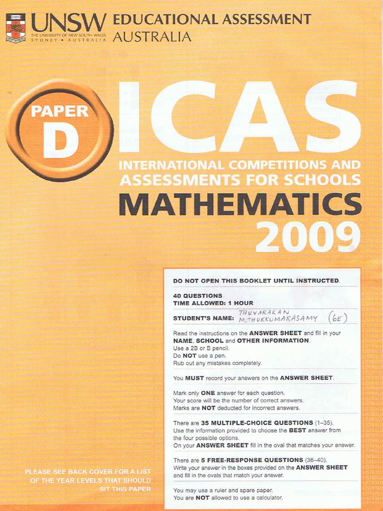 2009 Math D Icas | PDF