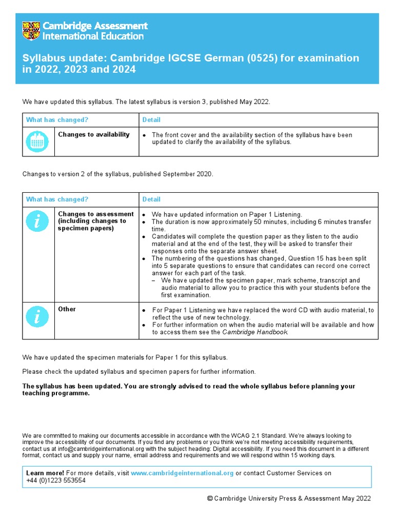 2022 2024 Syllabus Update | PDF | Accessibility