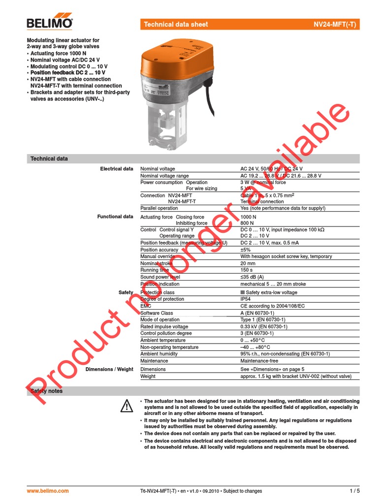 Belimo NV24-MFT - T Datasheet En-Gb | PDF | Valve | Electrical Connector