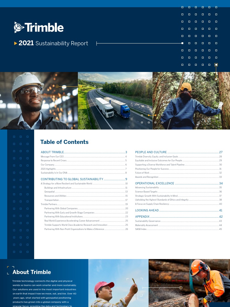 Trimble Sustainability Report 2021 | PDF | Sustainability | Infrastructure