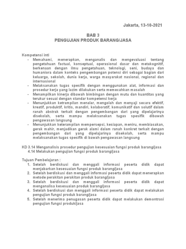 Bab 3 PKK Pengujian Produk Barang-Jasa | PDF | Seni