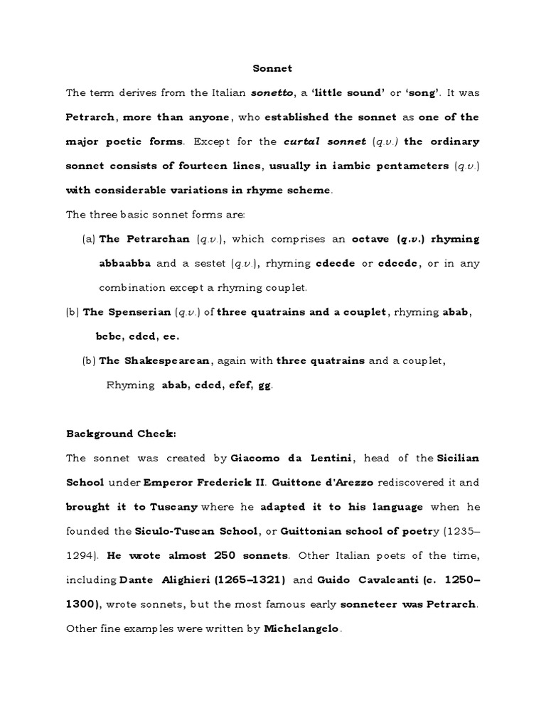 Sonnet Sequence Final | Download Free PDF | Sonnets | Poetry