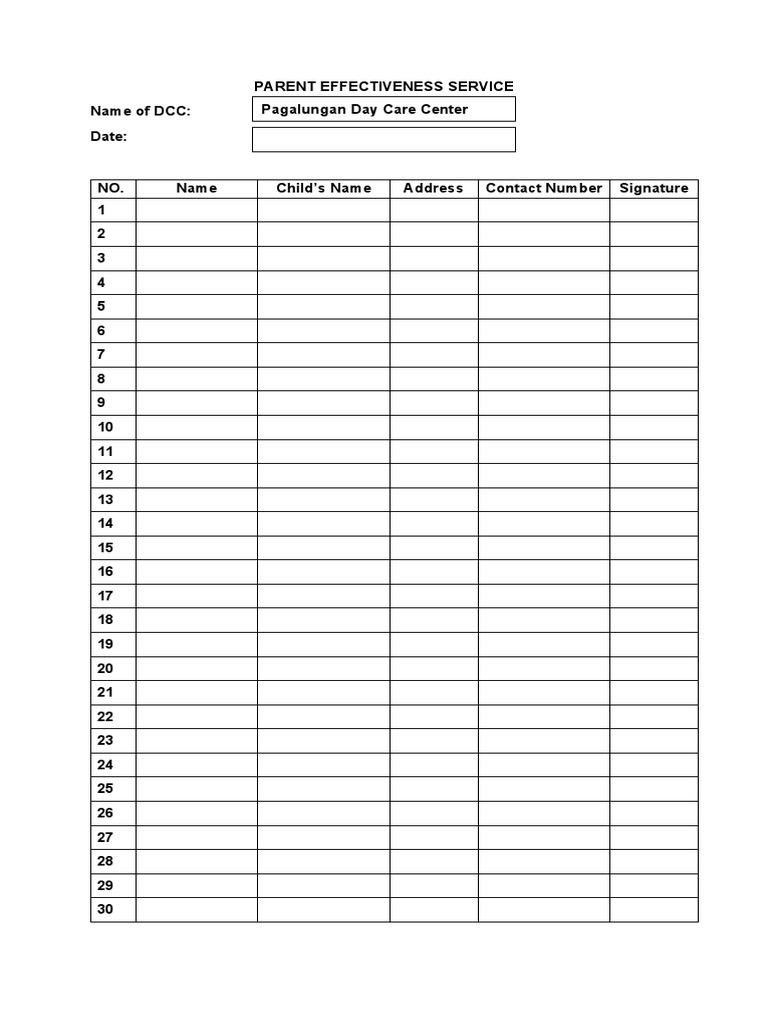 Parent Effectiveness Service Attendance | PDF | Career & Growth | Games ...