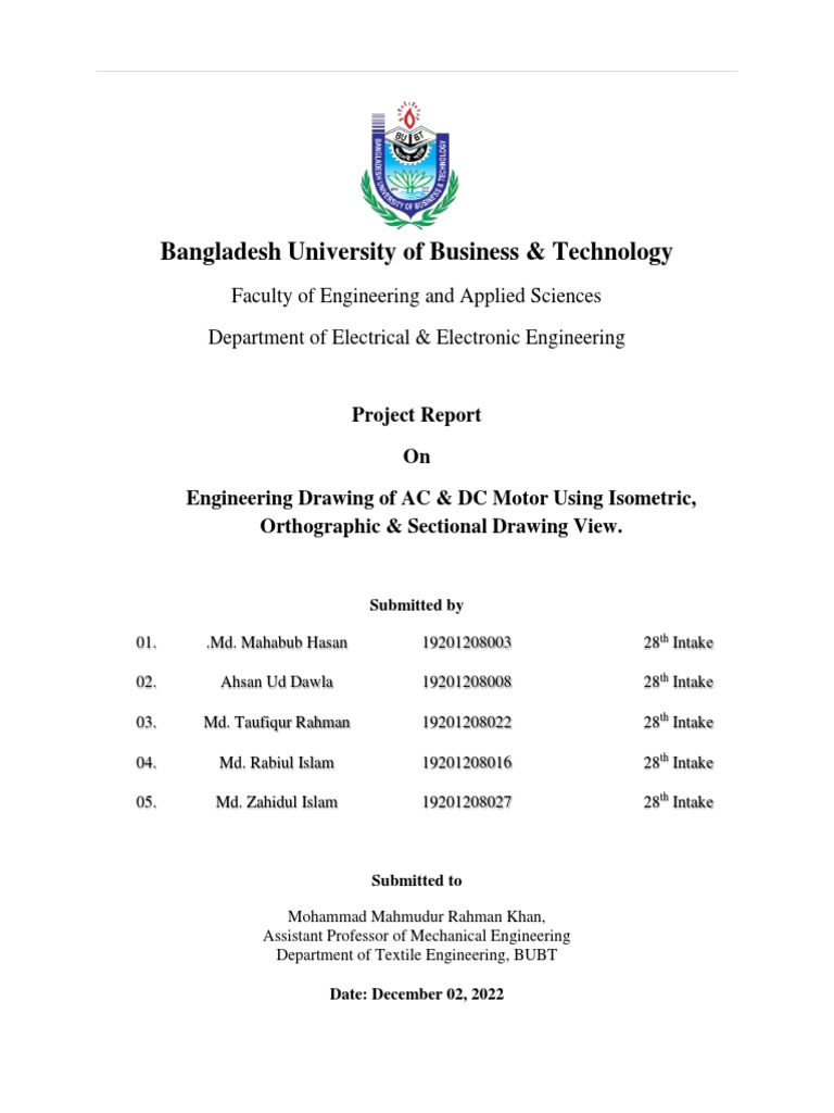 Engineering Drawing Project Report (Group-01) | PDF Engineering Drawing Project Report (Group-01) | PDF