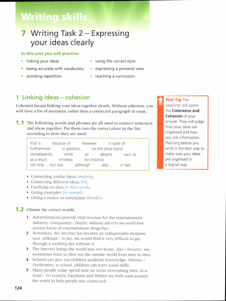 Unit 7 - Academic Writing Task 2 - Expressing Your Ideas Clearly | PDF