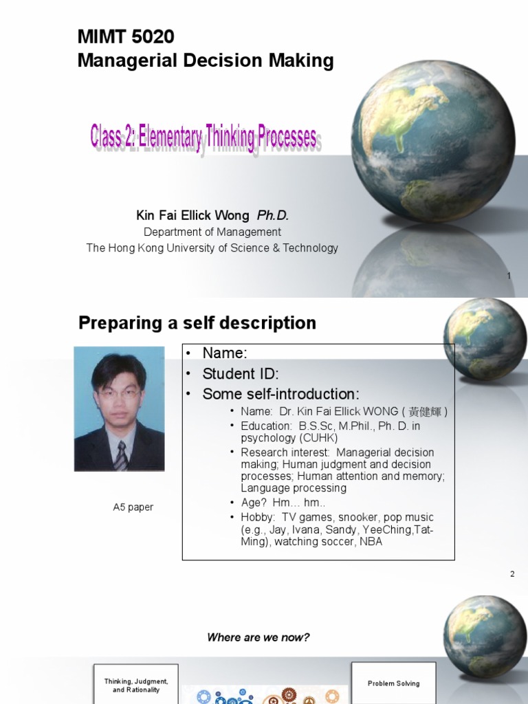 MIMT5020-2023-Class02-Elementary - Thinking - Processes - Full - C Updated | PDF | Perception ...