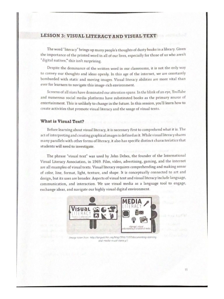 LESSON-3-VISUAL-LITERACY-AND-VISUAL-TEXT | PDF