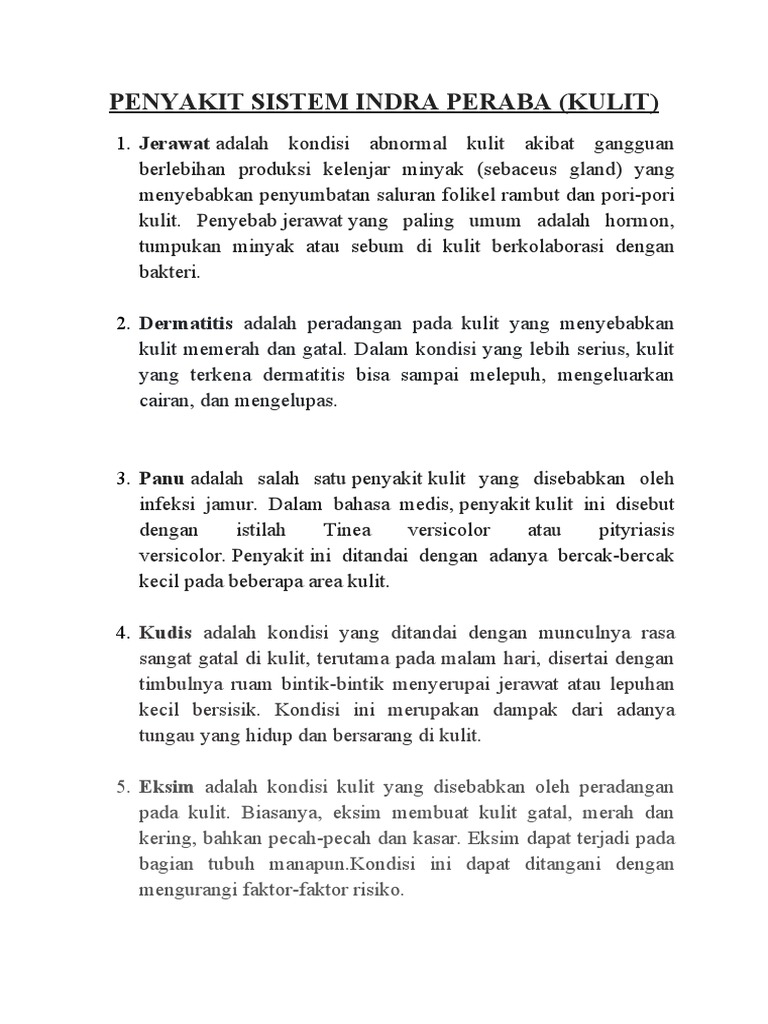 Penyakit Sistem Indra Peraba | PDF