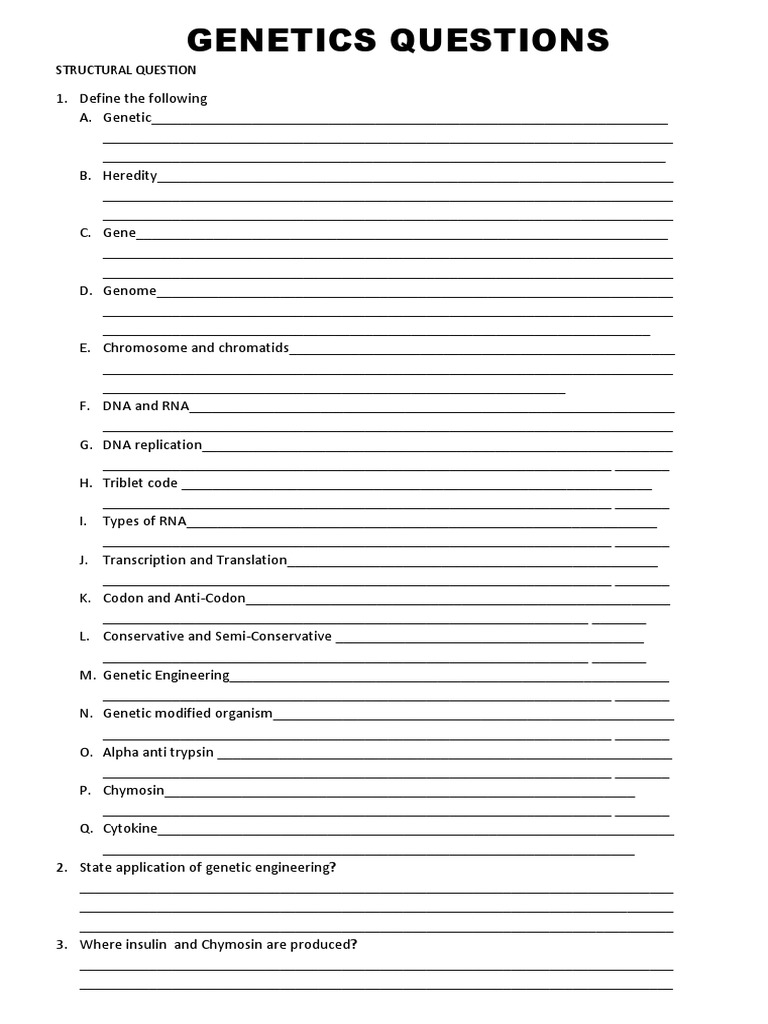Genetics Questions | PDF | Meiosis | Mitosis