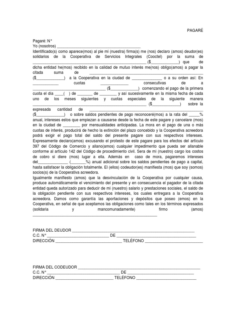 Pagare y Carta de Instrucciones | PDF