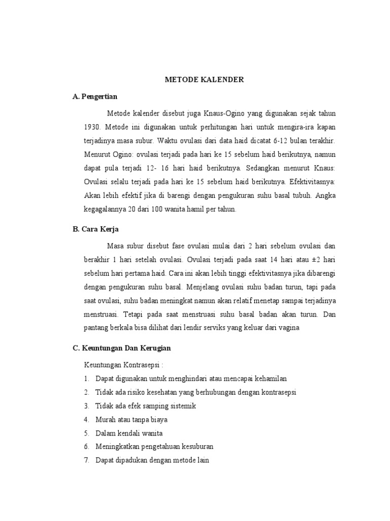 Metode Kalender | PDF