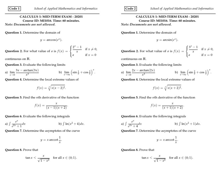 Mi1016 GK20201 | PDF | Functions And Mappings | Complex Analysis