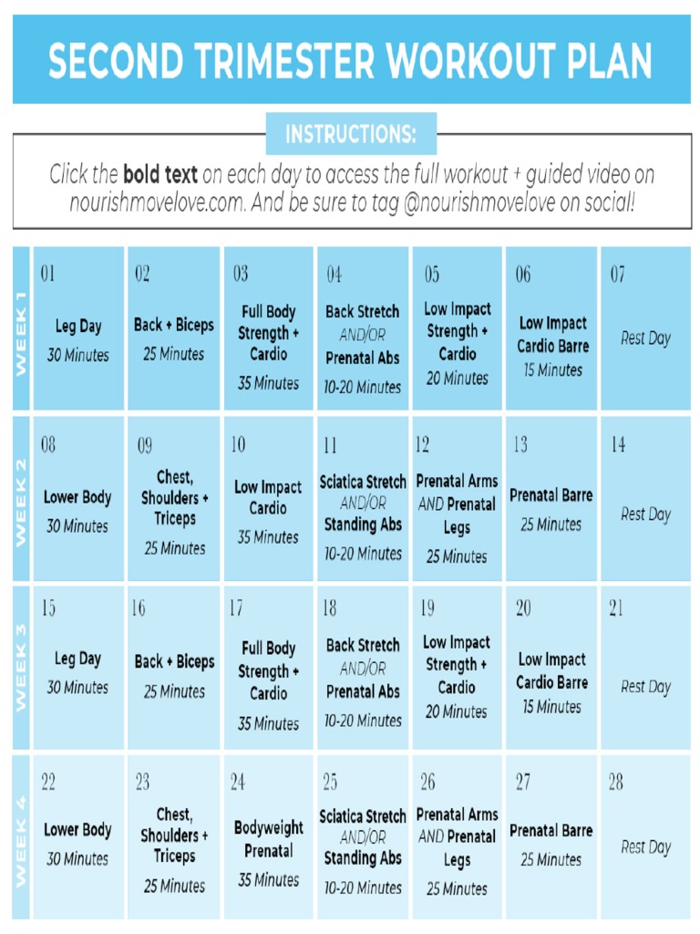 Second-Trimester-Workout-Plan-with-LINKS- | PDF