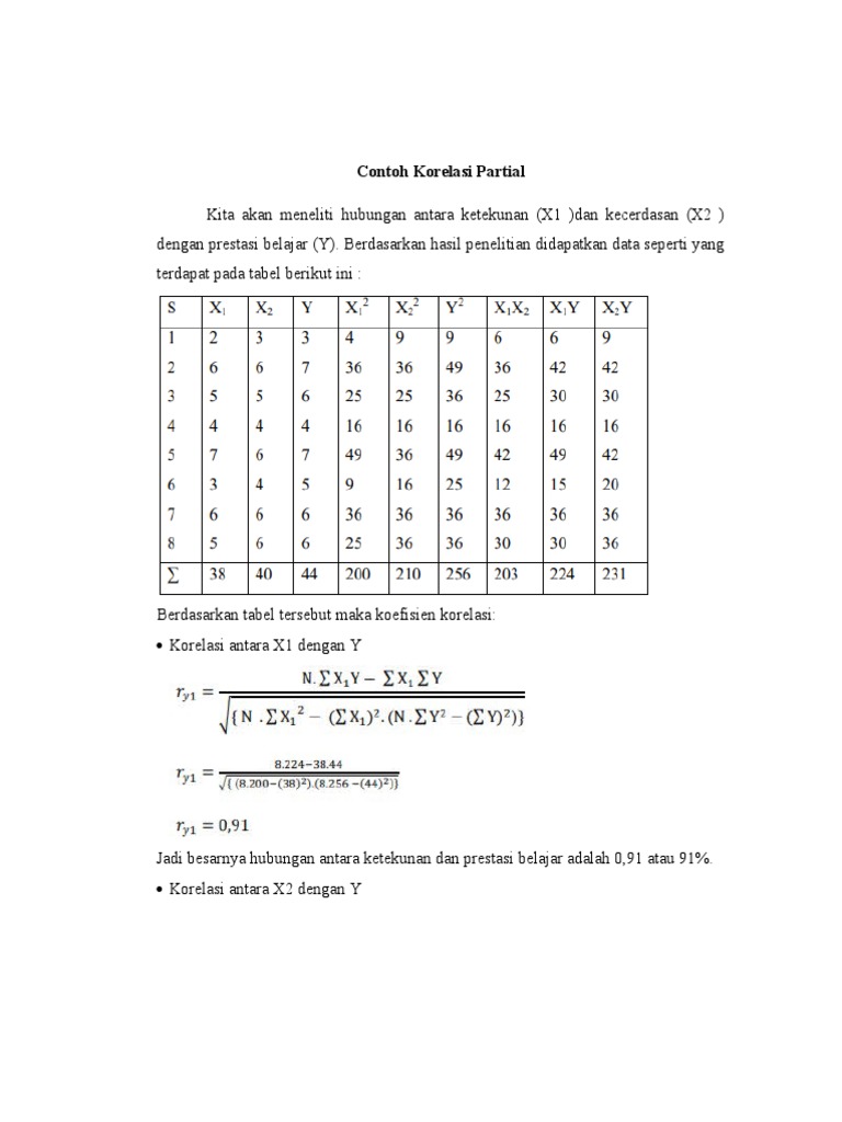 Contoh Korelasi Parsial | PDF
