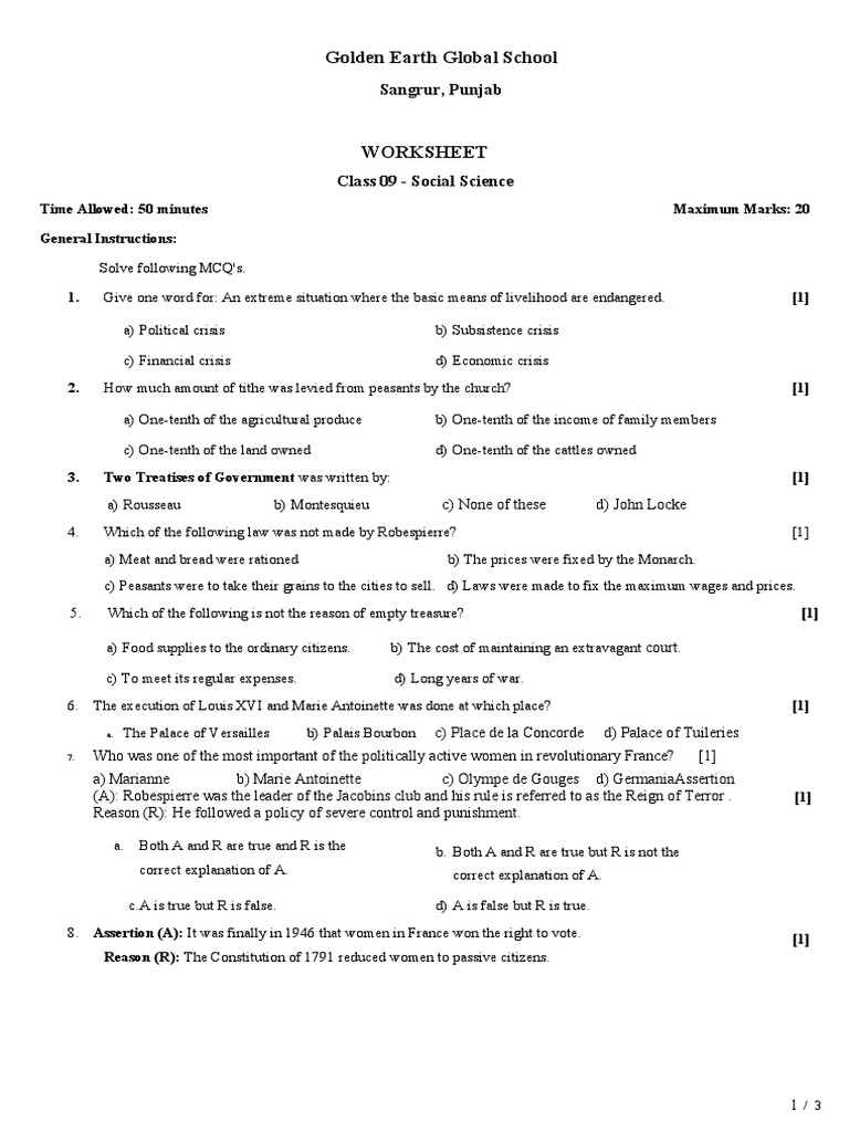 Gr9 WS | PDF | Maximilien Robespierre | Reign Of Terror