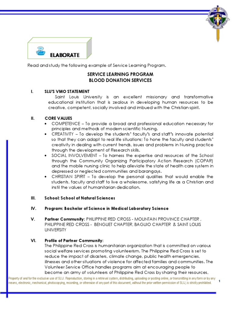 M4_ELABORATE_EXAMPLE OF SLP | PDF | Nursing | Blood Donation