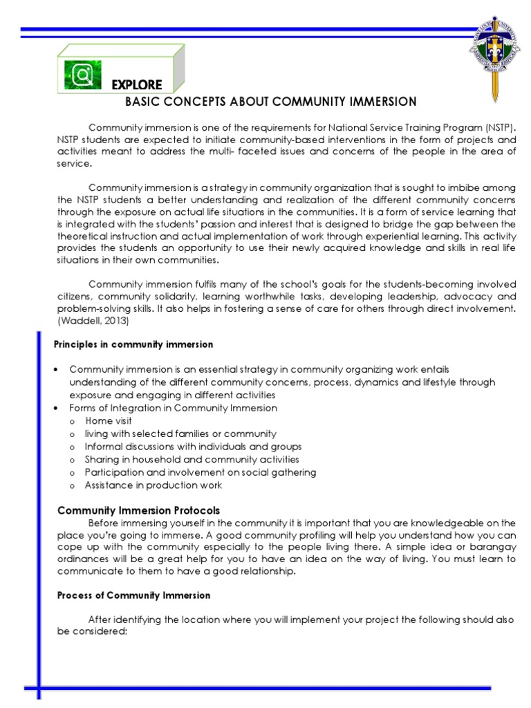 Concepts About Community Immersion | PDF | Community | Service Learning