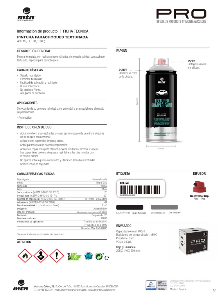 TDS - PRO - Pintura Parachoques Texturada | PDF | Pintar | Materiales