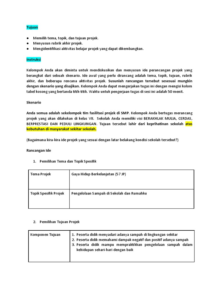 Contoh Modul Proyek Pengelolaan Sampah | PDF
