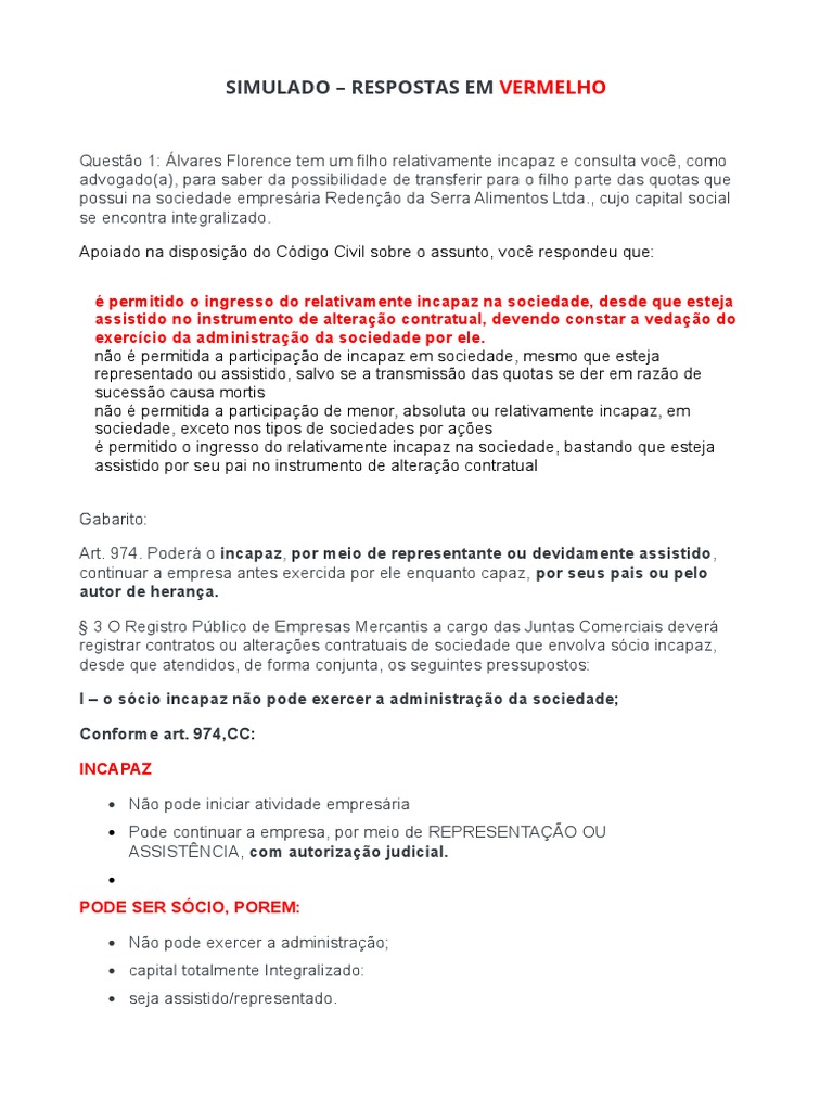 Assistência ao Relativamente Incapaz em Sociedades | PDF | Companhia ...