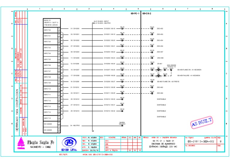 69 PC 01 - Rack 01 - Diagrama de Alambrado Entradas Digitales 220vac | PDF