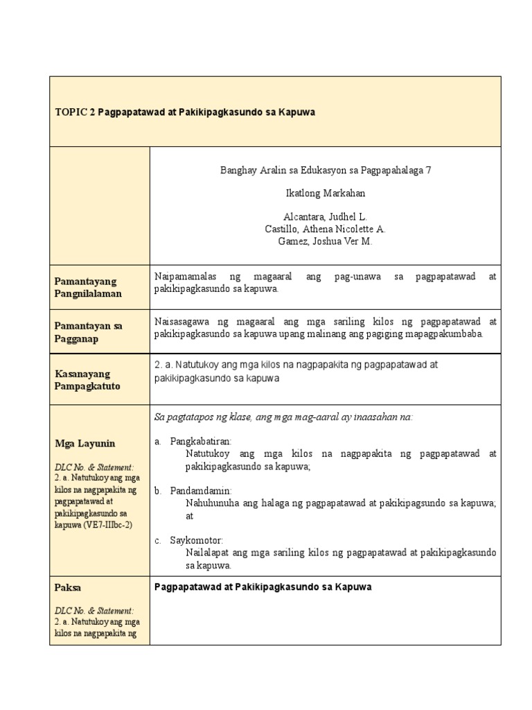 Topic 2: Pagpapatawad at Pakikipagkasundo Sa Kapuwa | PDF