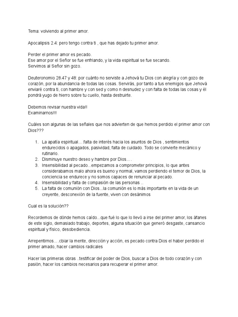 Recuperando el Primer Amor con Dios | PDF | Relaciones personales ...