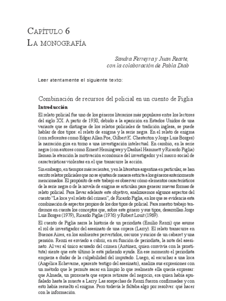 Análisis del cuento policial de Piglia | PDF | Cuentos | Crimen ficcion