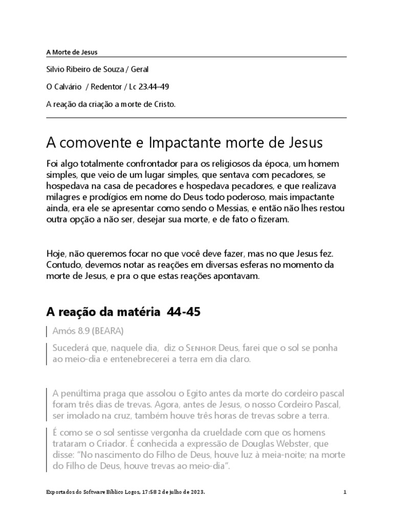 A Morte De Jesus Pdf Jesus Crucificação De Jesus