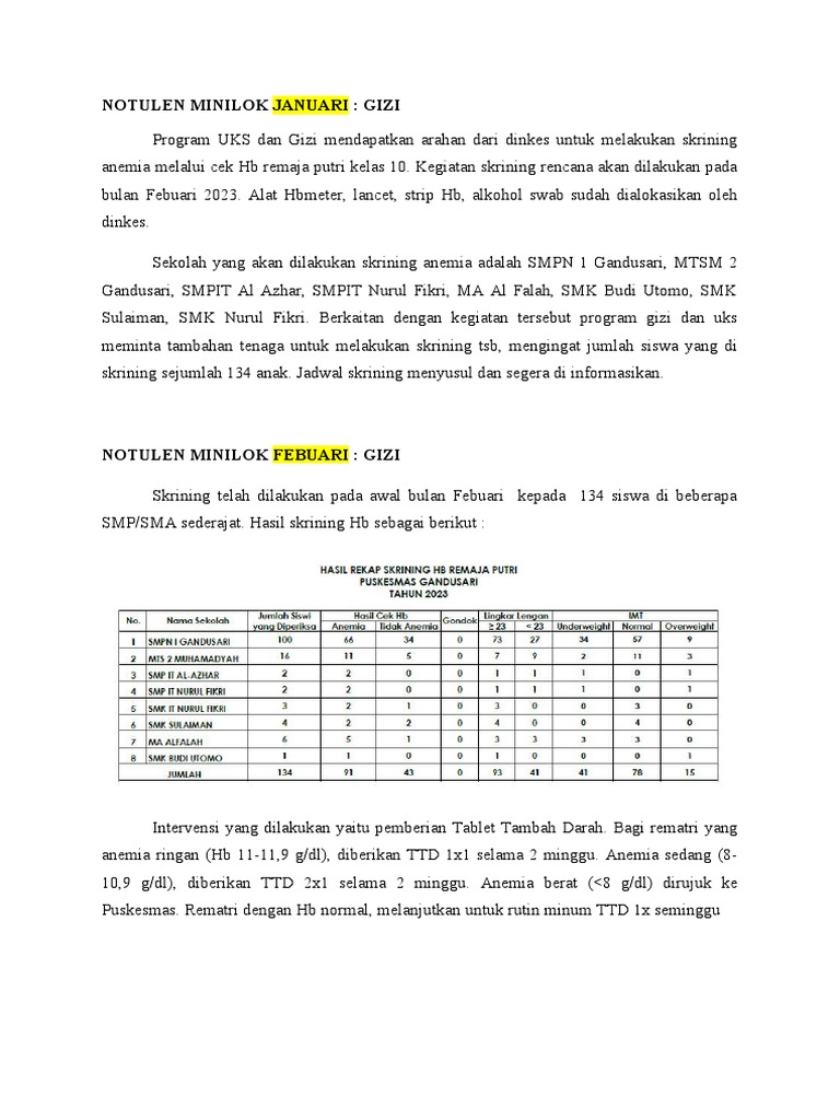 Notulen Minilok Januari | PDF